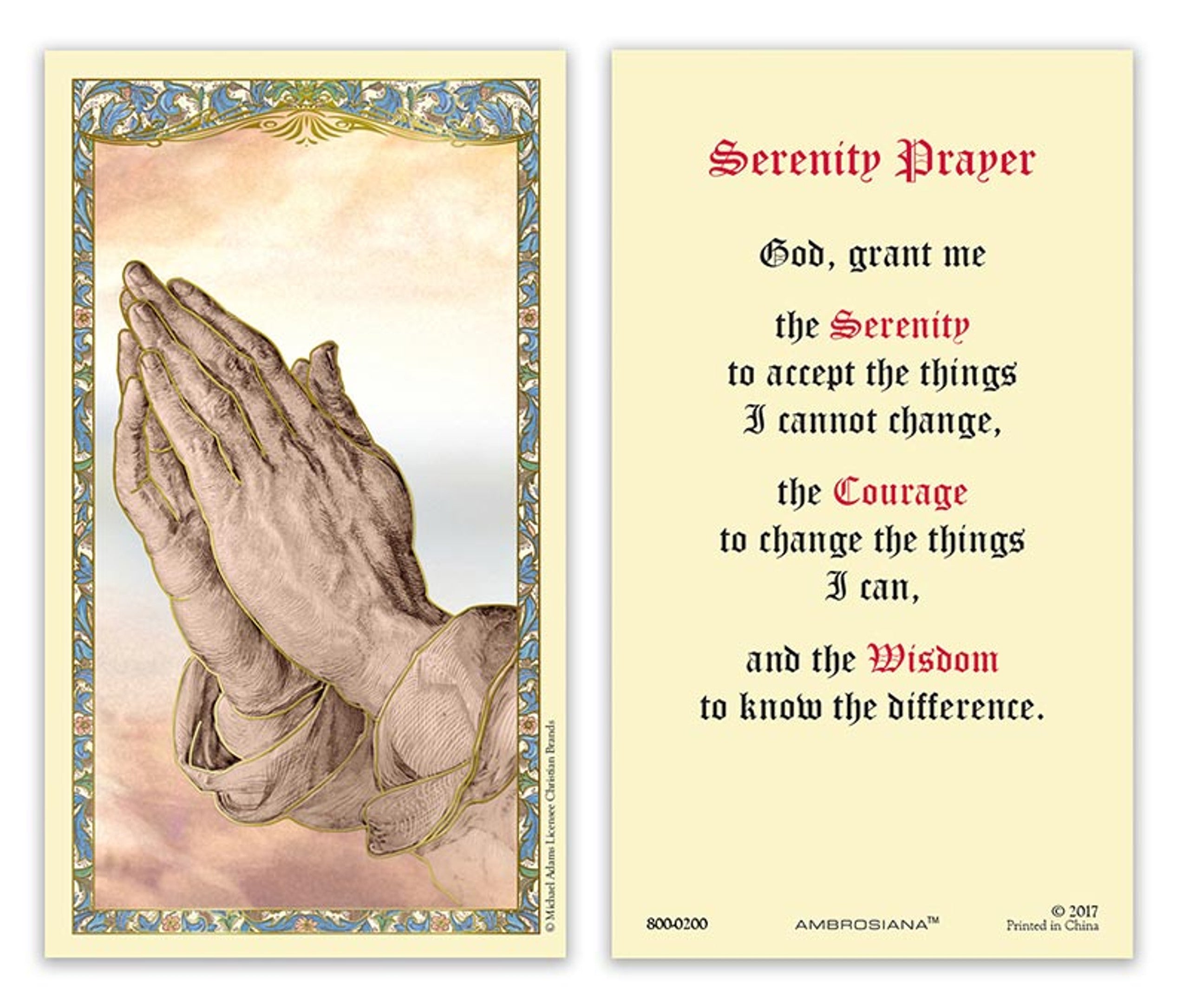 Praying Hands Laminated Holy Card - 25/PK – Catholic Source