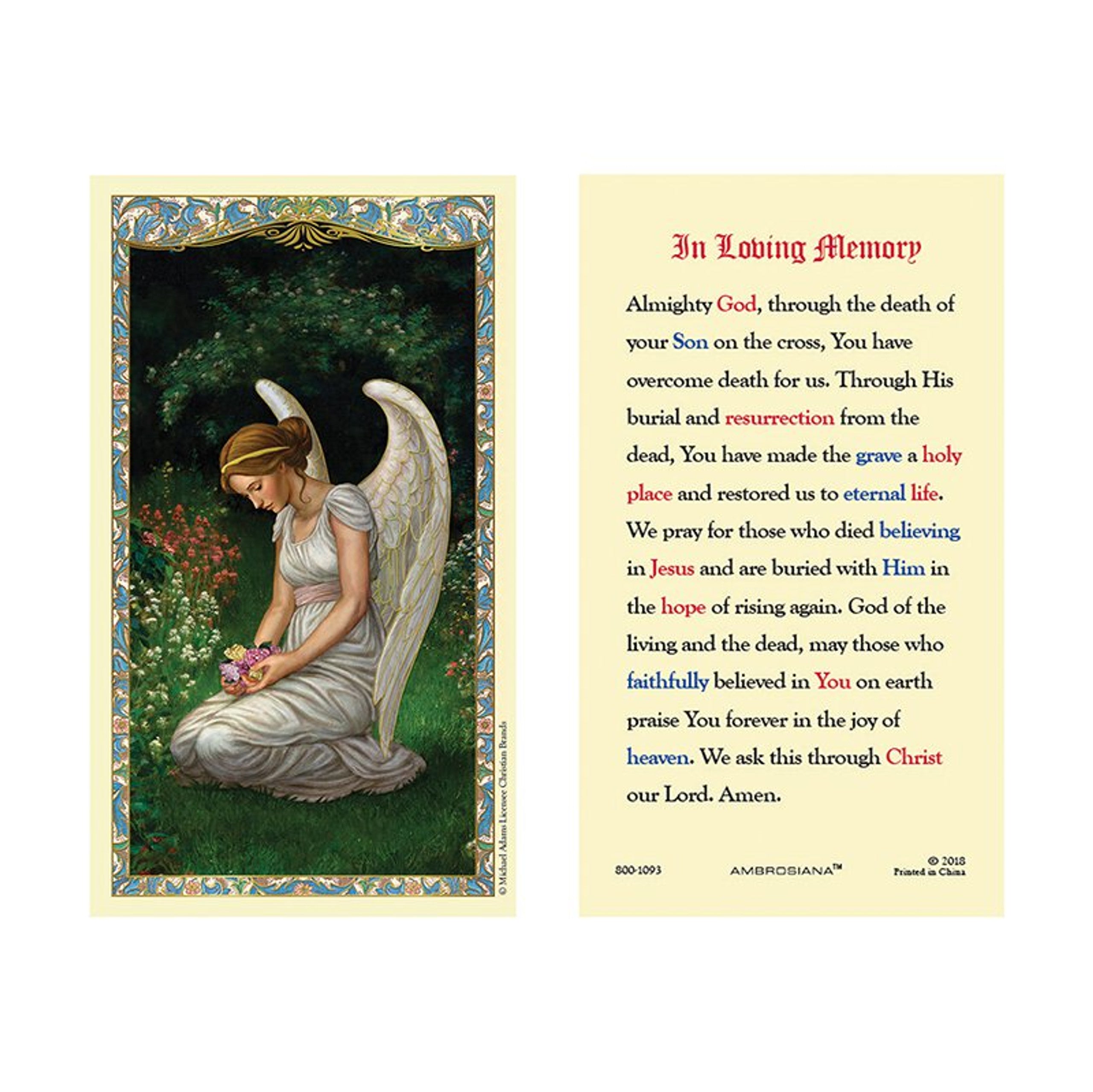 Memorial Prayer Laminated Holy Card – Catholic Source