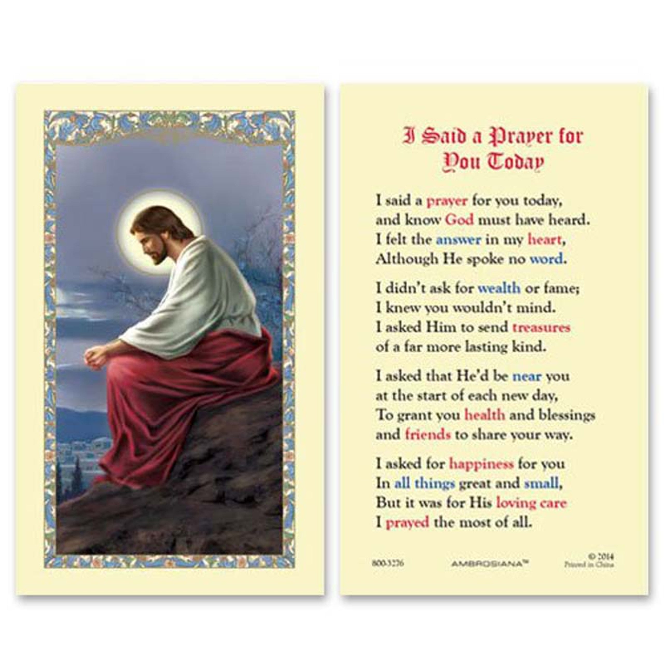 Christ Overlooking Jerusalem Laminated Holy Card - 25/PK – Catholic Source